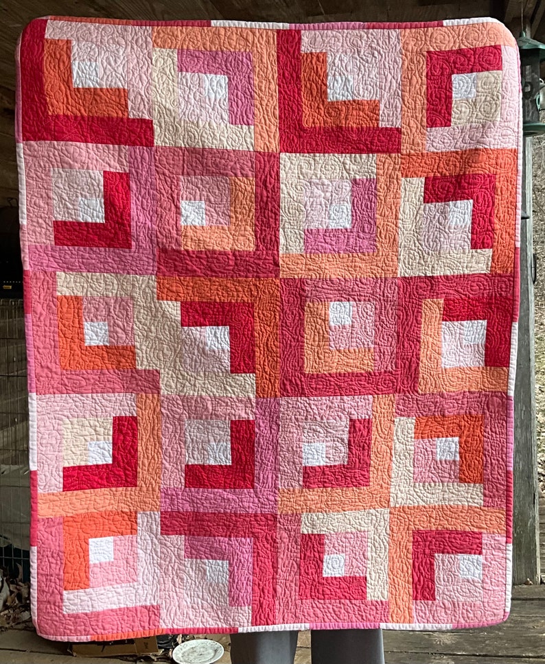 Blushing Pink Log Cabin Quilt - Etsy