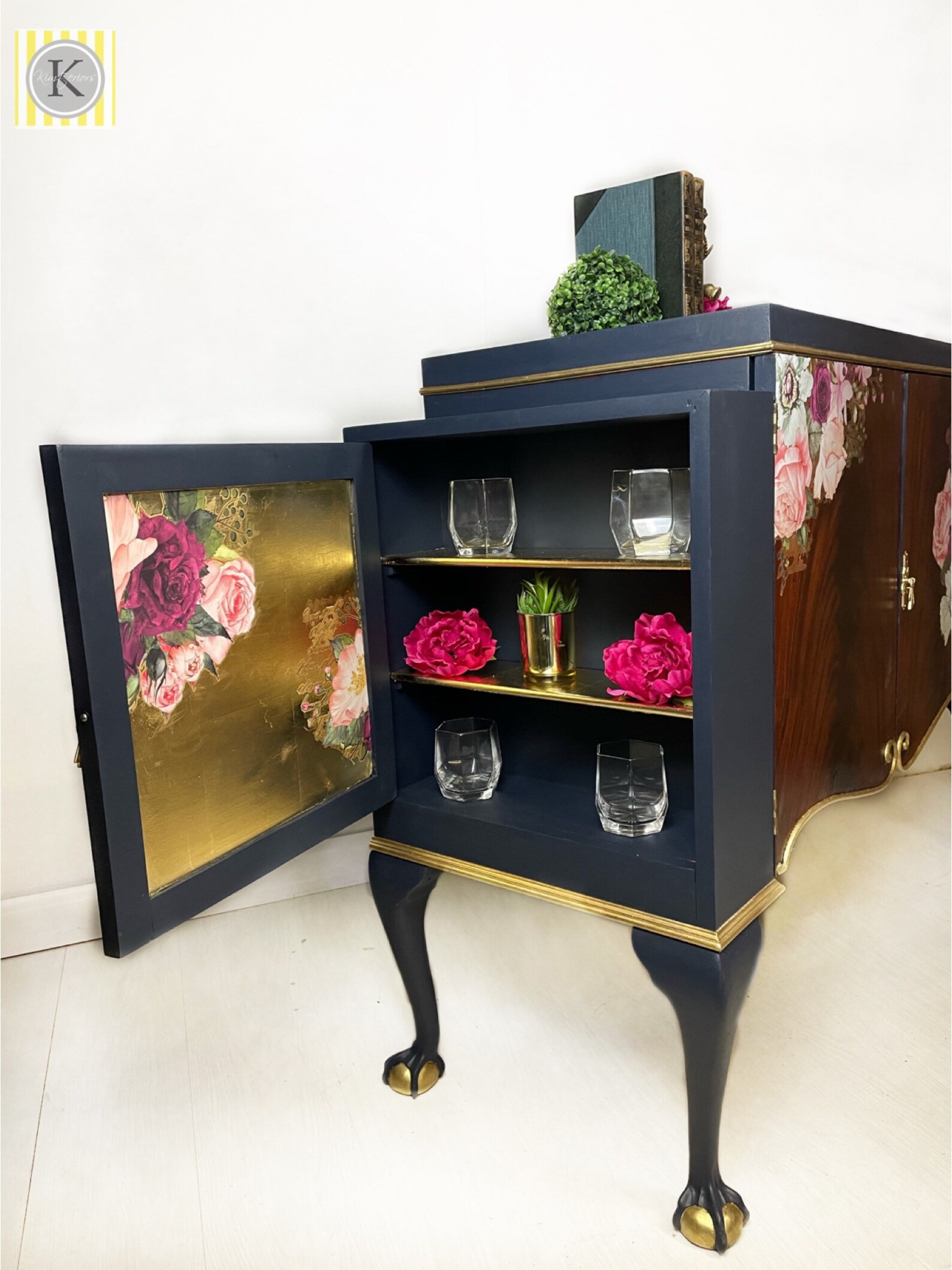 Blue Floral Sideboard - Etsy UK