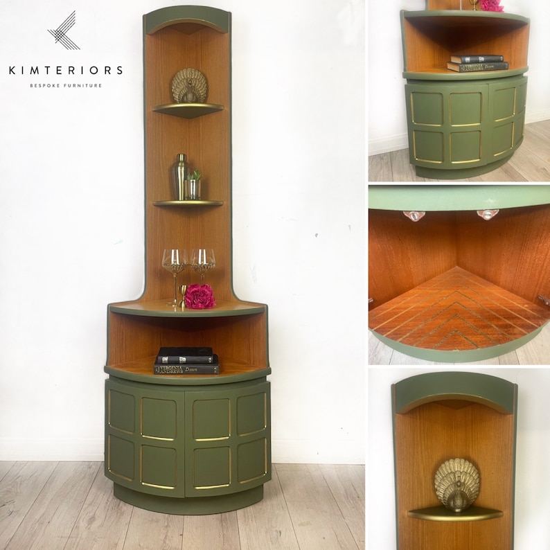 Nathan Teak Corner Unit / Drinks Cabinet in Green - Etsy