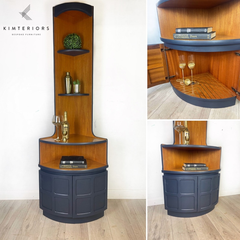 Nathan Teak Corner Unit / Drinks Cabinet in Navy Blue - Etsy