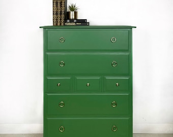 Stag Tallboy Chest of Drawers in Green - Etsy UK
