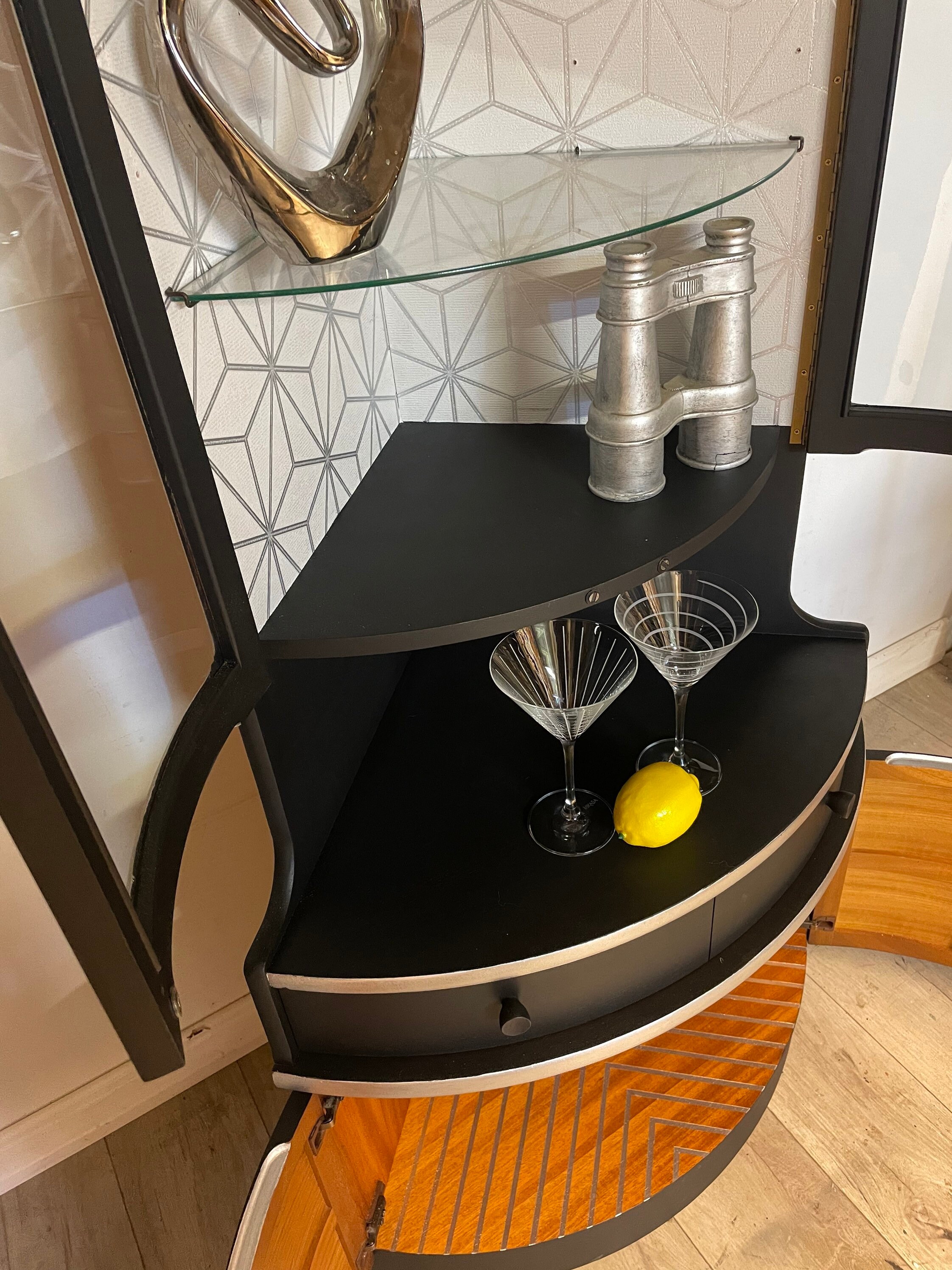 Nathan Black and Silver Nathan Corner Cabinet - Etsy