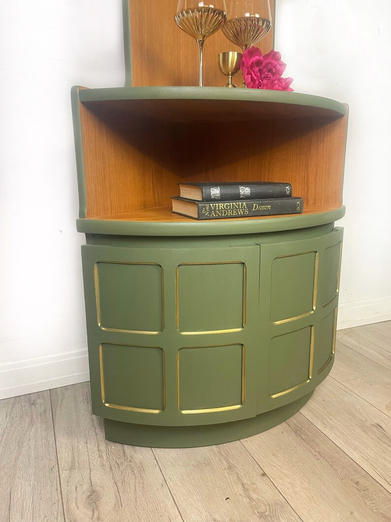 Nathan Teak Corner Unit / Drinks Cabinet in Green - Etsy
