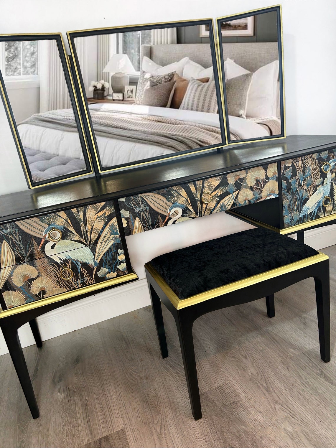 Black and Gold Luxurious Stag Dressing Table - Etsy UK