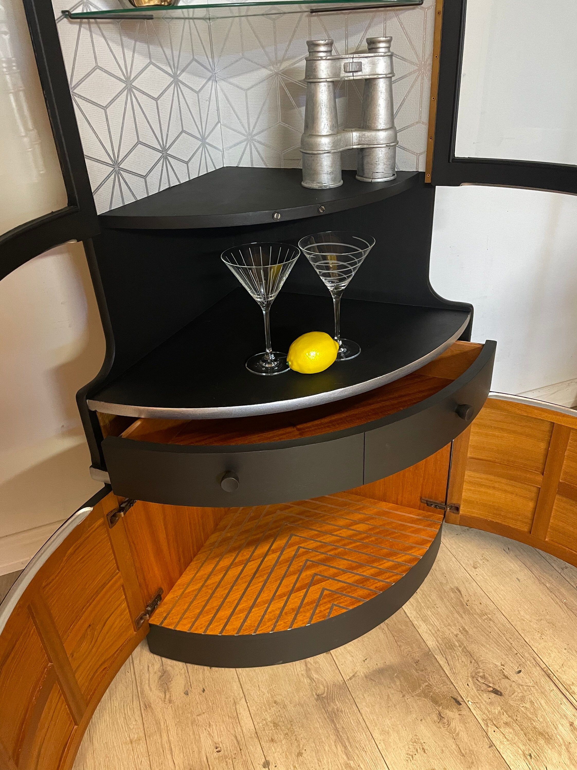 Nathan Black and Silver Nathan Corner Cabinet - Etsy