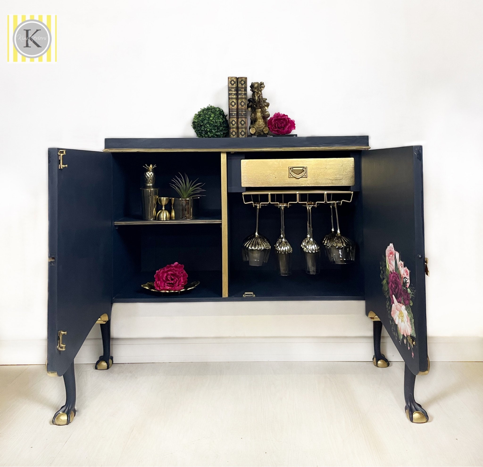 Blue Floral Sideboard - Etsy UK