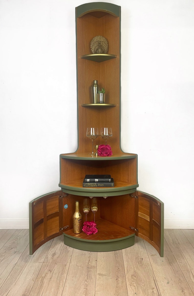 Nathan Teak Corner Unit / Drinks Cabinet in Green - Etsy