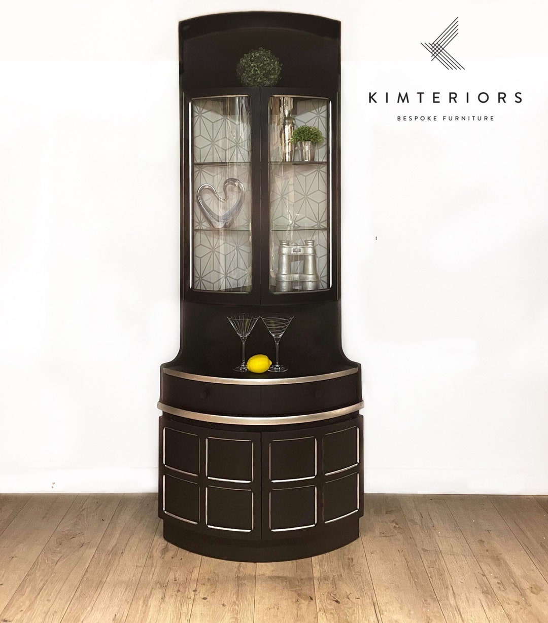 Nathan Black and Silver Nathan Corner Cabinet - Etsy