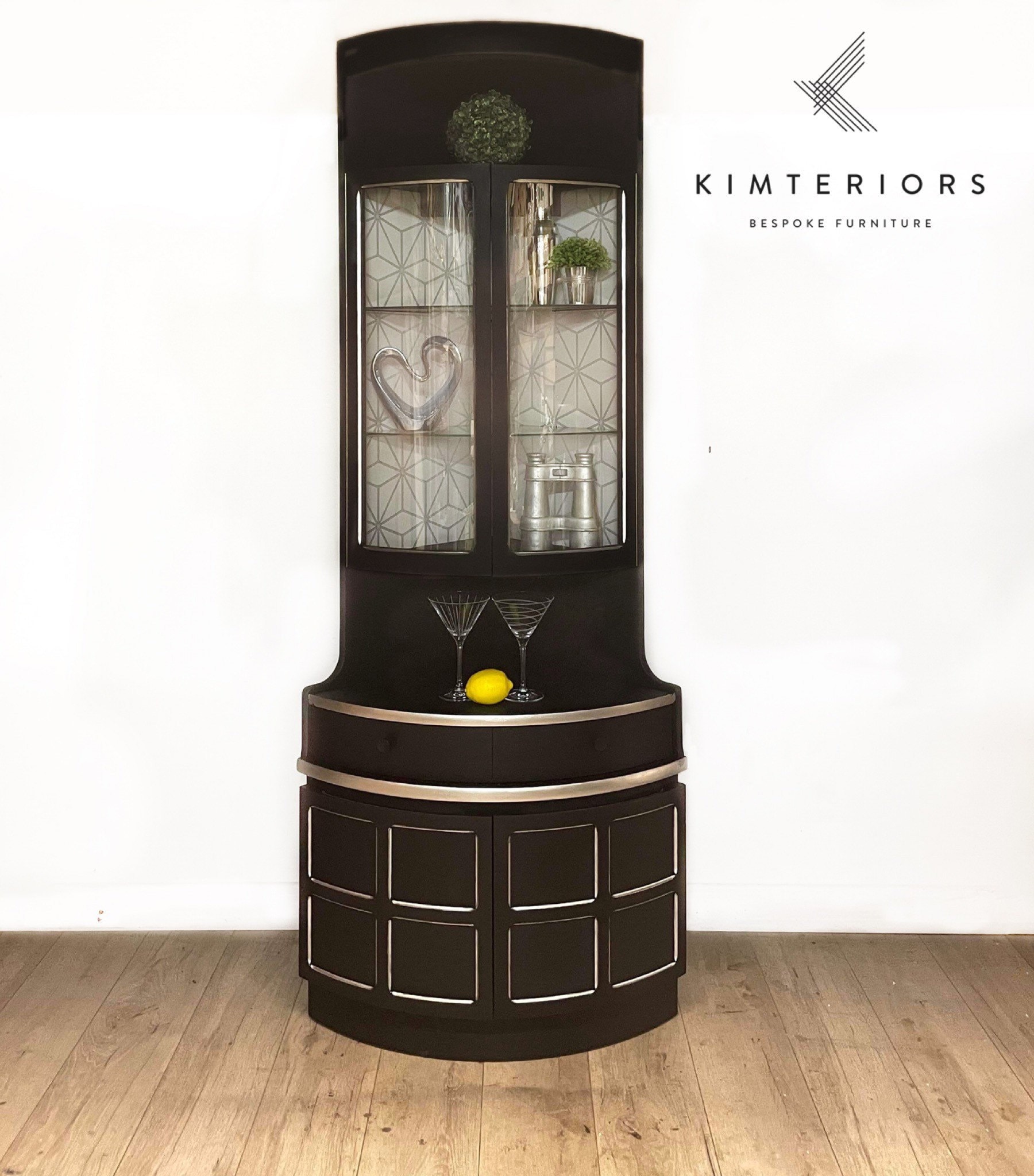 Nathan Black and Silver Nathan Corner Cabinet - Etsy