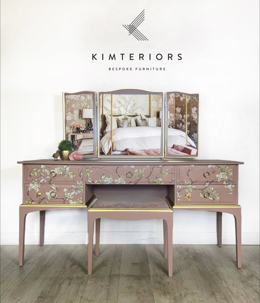 Pink and Gold Stag Dressing Table - Etsy