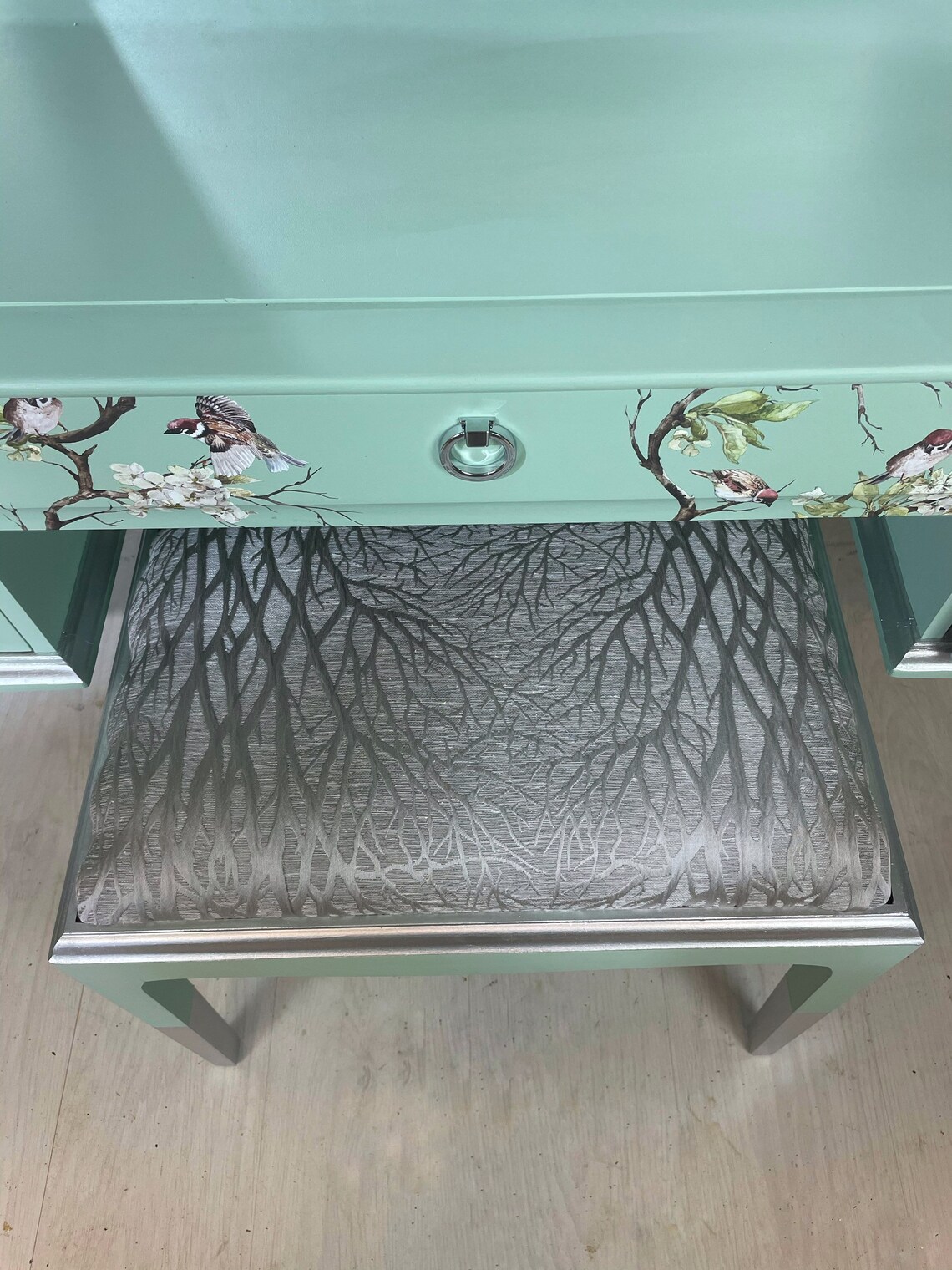 Stag Dressing Table Mirror and Stool Pale Green/blue - Etsy