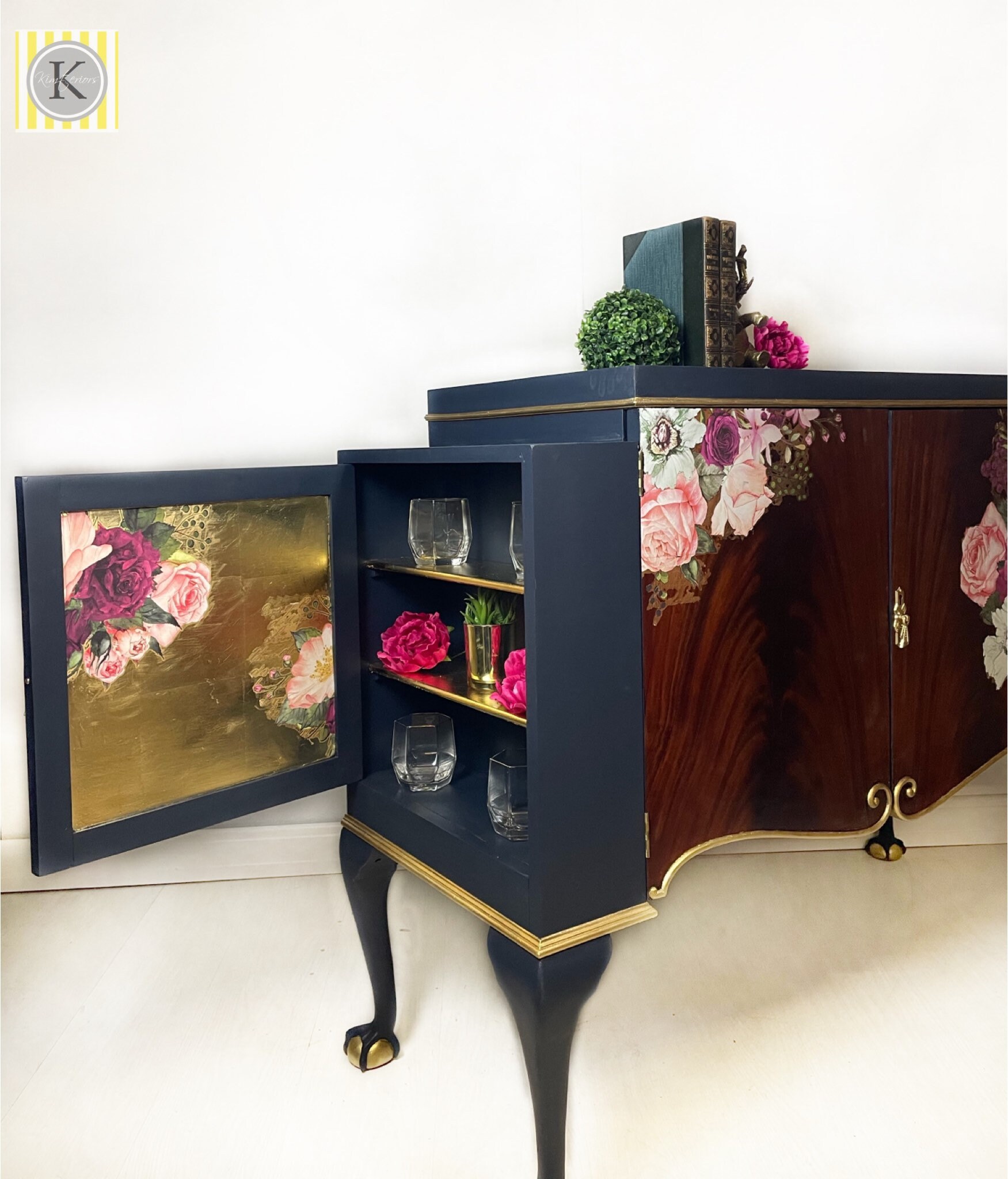 Blue Floral Sideboard - Etsy UK