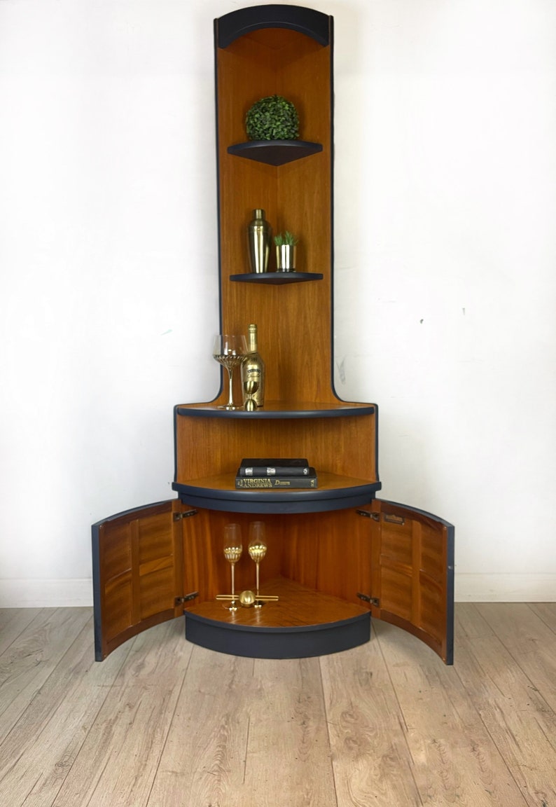 Nathan Teak Corner Unit / Drinks Cabinet in Navy Blue - Etsy