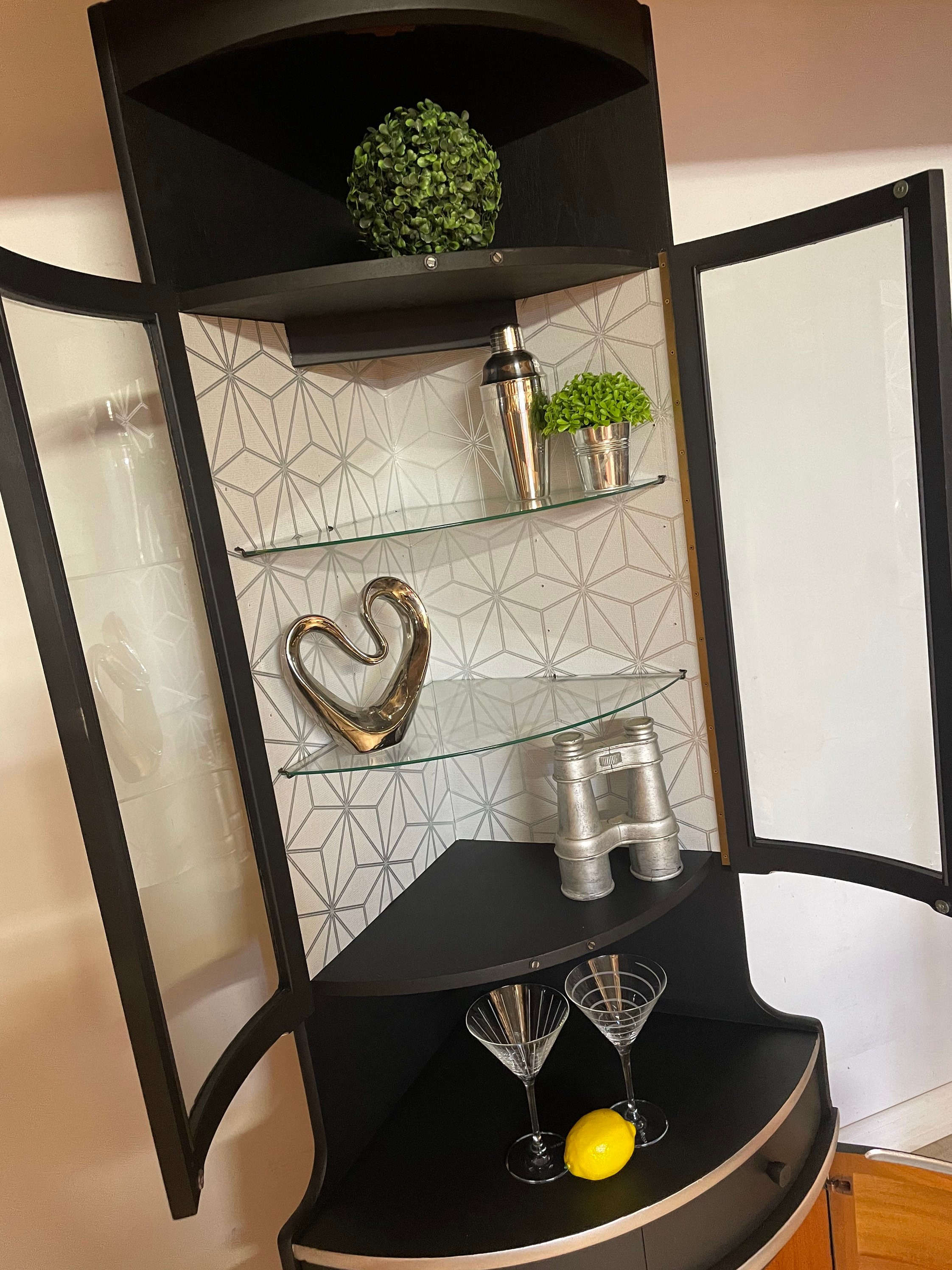 Nathan Black and Silver Nathan Corner Cabinet - Etsy