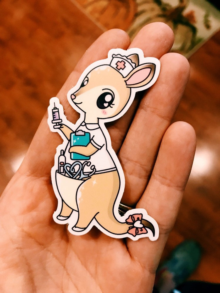 Nurse Kangaroo Sticker Celebrate Your Nurse With A High Quality Vinyl Sticker Etsy