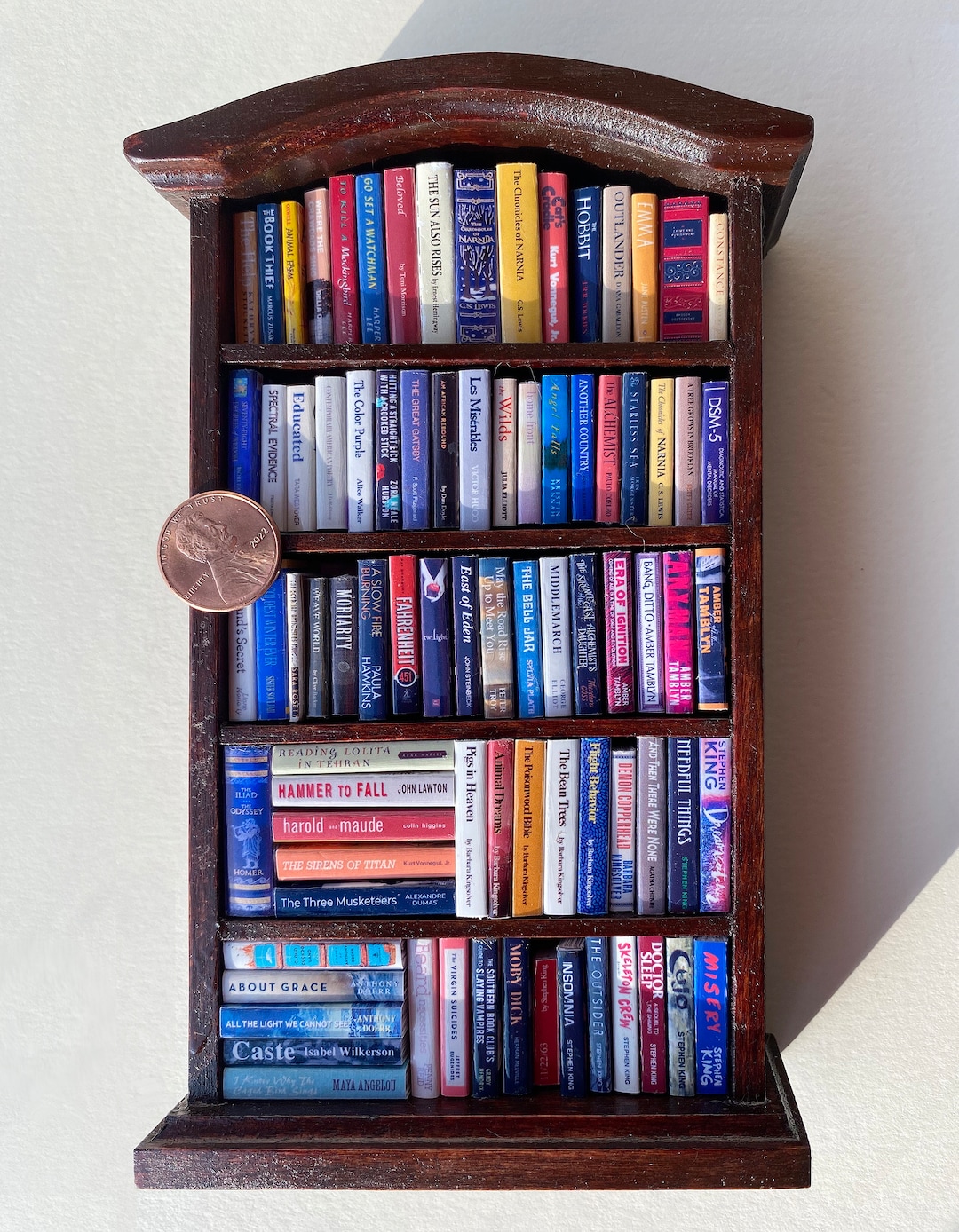 82 Tiny Books in a Dark Wooden Bookcase - Etsy