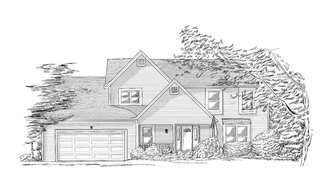 Custom Home Line Drawing - Etsy