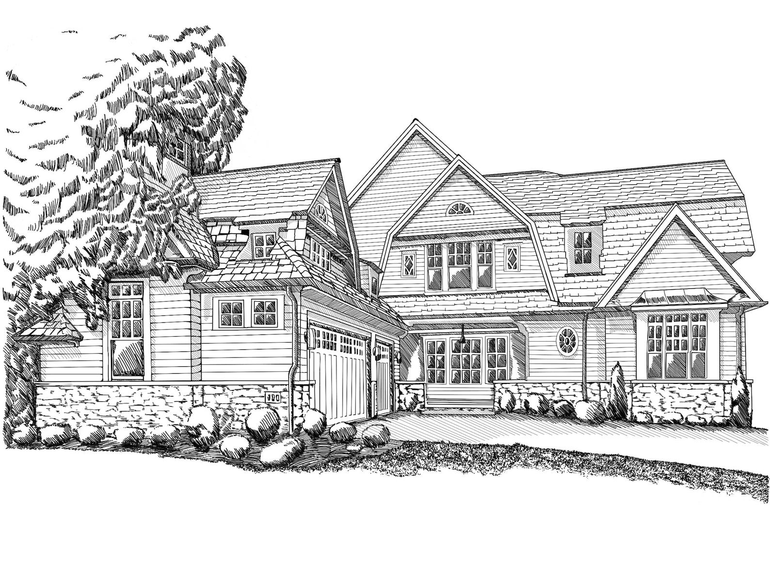 Custom Home Line Drawing - Etsy