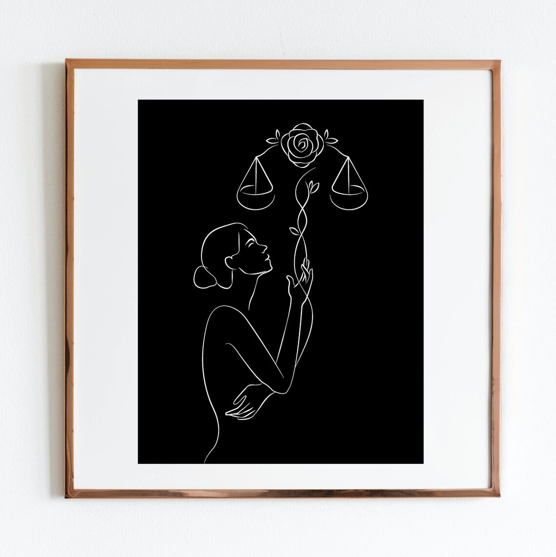 Black & White Libra Zodiac Art Libra Line Art Poster | Etsy