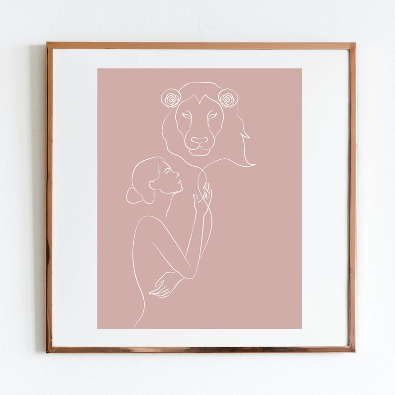 Leo Zodiac Art Leo Line Art Drawing Astrology Home Decor - Etsy