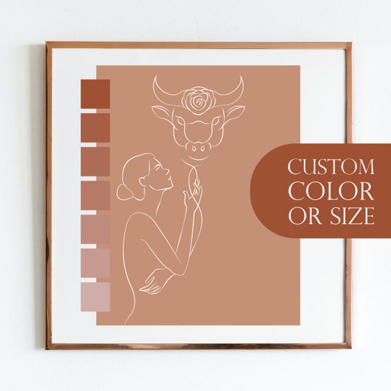 CUSTOMIZED Taurus Zodiac Art Taurus Line Art Drawing | Etsy