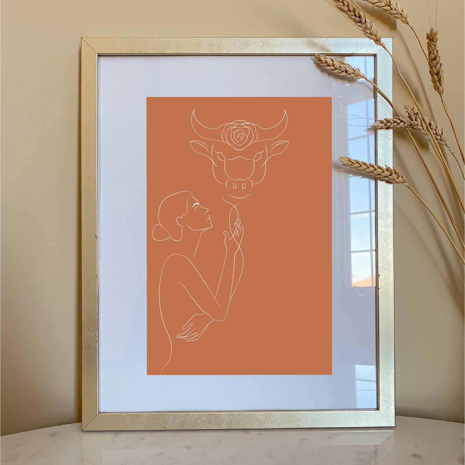 Taurus Zodiac Art Taurus Line Art Drawing Astrology Home | Etsy