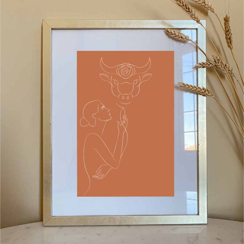 Taurus Zodiac Art Taurus Line Art Drawing Astrology Home | Etsy
