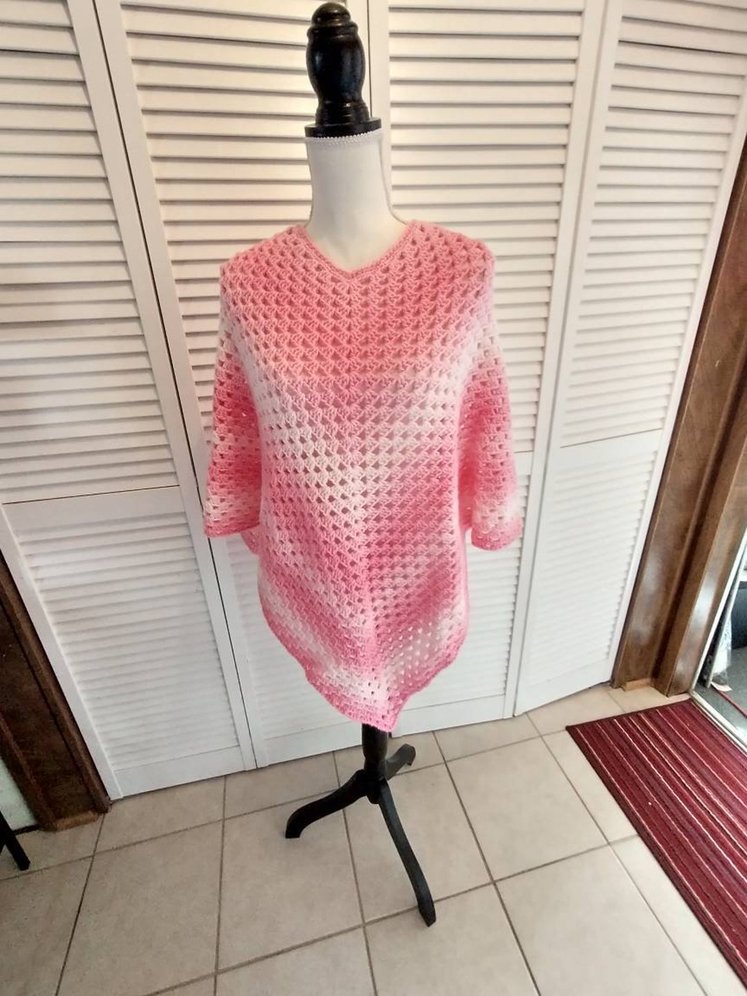 Woman's Poncho,granny Stitch,crocheted Poncho,spring Poncho,open Work ...