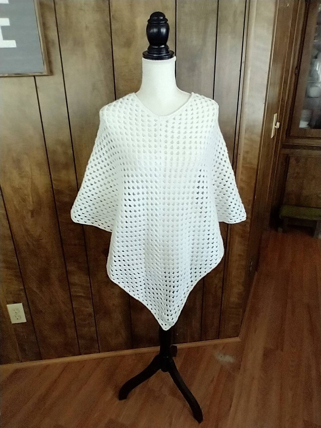 Poncho for Woman Granny Stitch Crocheted Poncho Spring Poncho Open Work ...