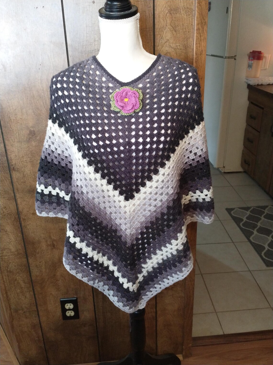 Woman's Poncho,granny Stitch Poncho,fall Poncho,open Work Poncho,hand ...
