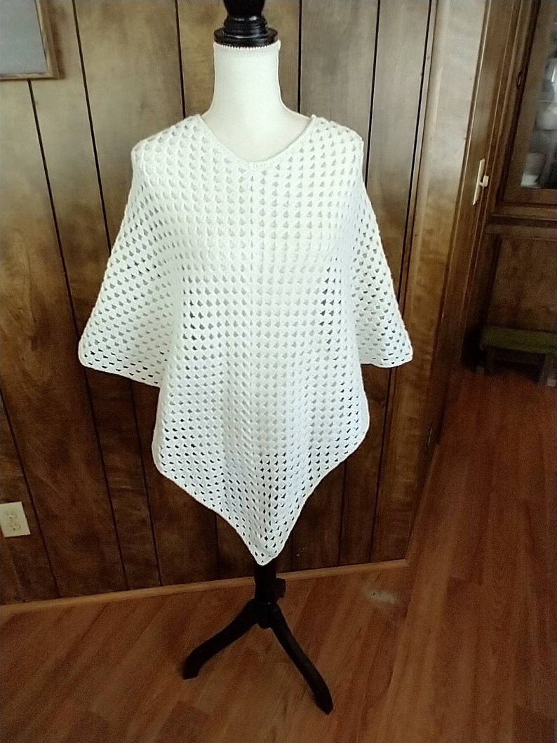 Poncho for Woman Granny Stitch Crocheted Poncho Spring Poncho Open Work ...