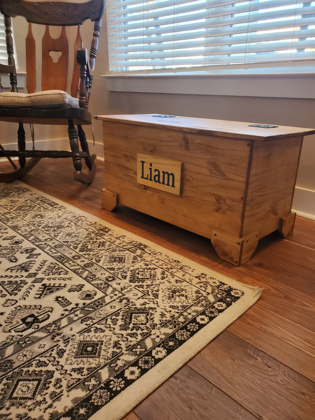 Personalized Solid Wood Toy Chest, Golden Oak Color. Handmade Toy Box ...