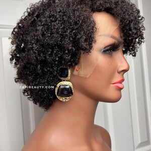Tapered Cut Short Kinky Coily 4b 4c 13x4 Frontal Human Hair Wig for ...