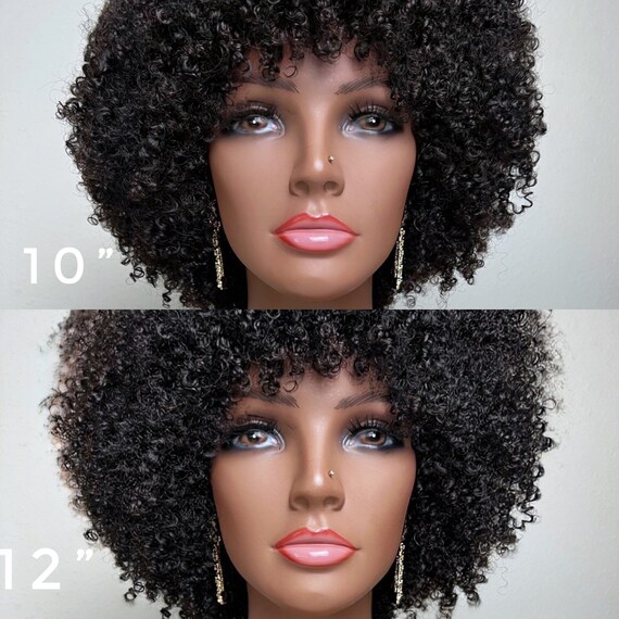 Short Kinky Curly Fake Scalp Wig Short Afro Curly Unit With Fake Crown Human Hair Etsy