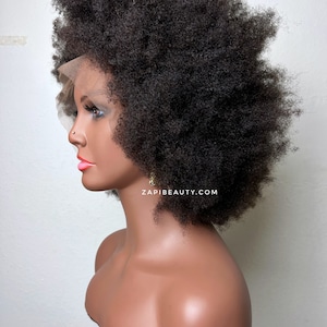 10” 4b 4c Afro Short Human Hair Lace Front Wig. 13x4 Frontal Wig - Etsy