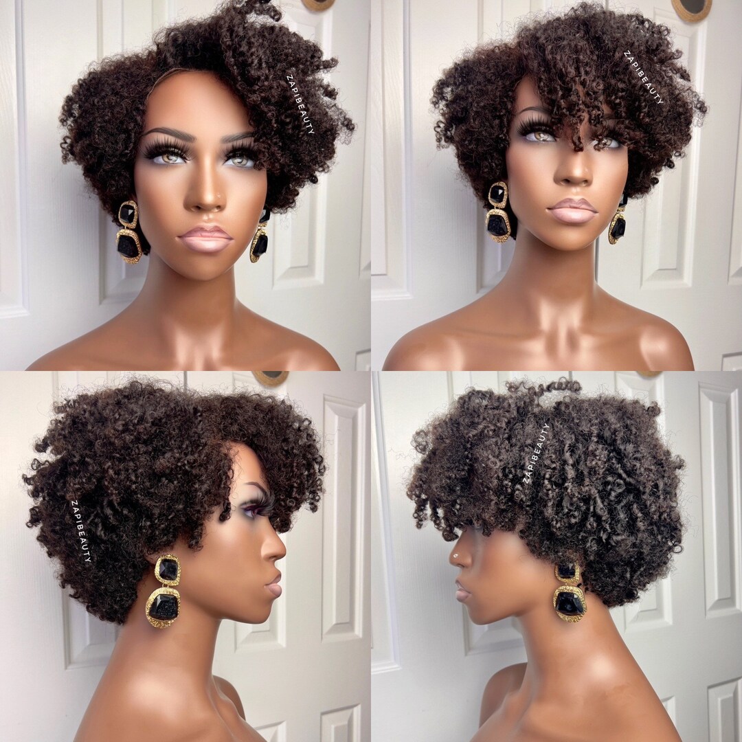 Tapered Cut Short Kinky Coily 4b 4c 13x4 Frontal Human Hair - Etsy