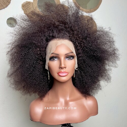 10 4b 4c Afro Short Human Hair Lace Front Wig. 13x4 Frontal - Etsy