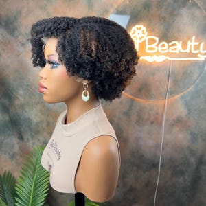 Tapered Cut Short Kinky Coily 4b 4c 13x4 Frontal Human Hair Wig for ...