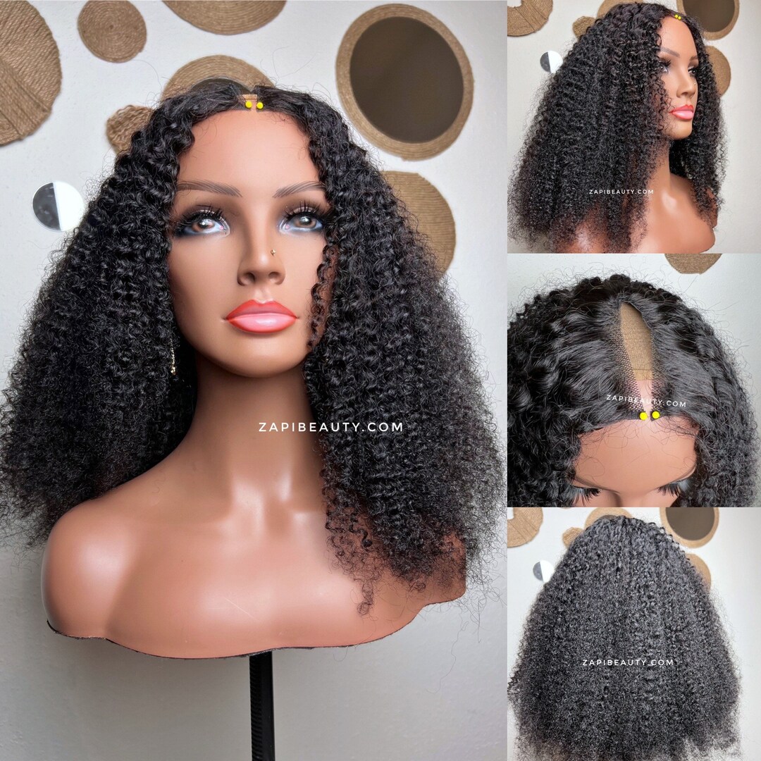 Type 4 Afro Kinky Curly V Part Human Hair Wig. - Etsy