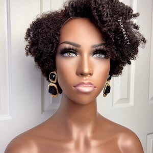 Tapered Cut Short Kinky Coily 4b 4c 13x4 Frontal Human Hair Wig for ...