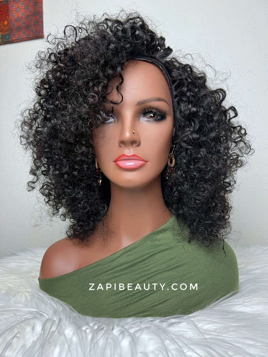 Type 3A 3B Afro Curly Hair Half Wig, 3A 3B Hair Upart Wig, Human Hair ...