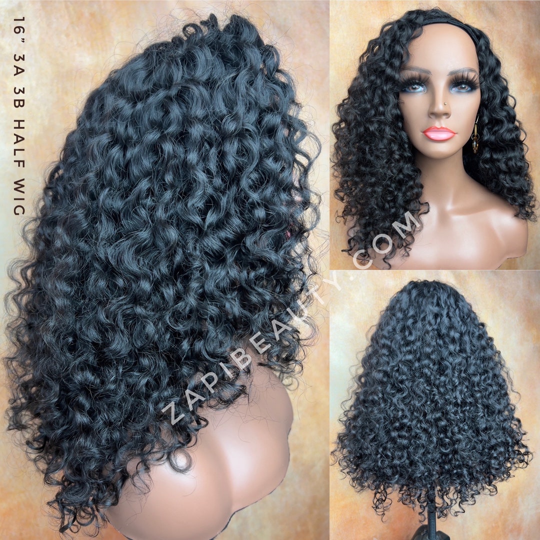 Type 3A 3B Afro Curly Hair Half Wig, 3A 3B Hair Upart Wig, Human Hair ...