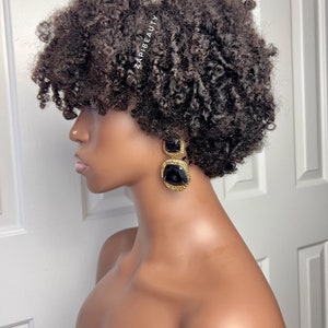 Tapered Cut Short Kinky Coily 4b 4c 13x4 Frontal Human Hair Wig for ...