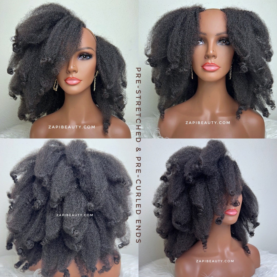 4b 4c Coily Human Hair Kinky Curl Afro U Part Wig 180% - Etsy UK