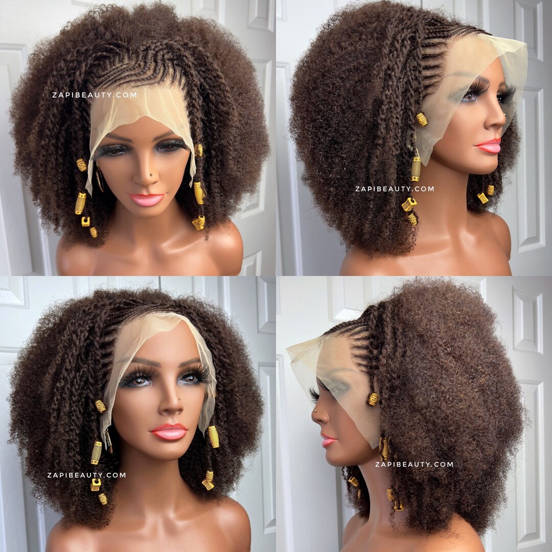 12 Nubian Queen Cornrow 4b 4c 13x4 Frontal Wig 300% Density - Etsy