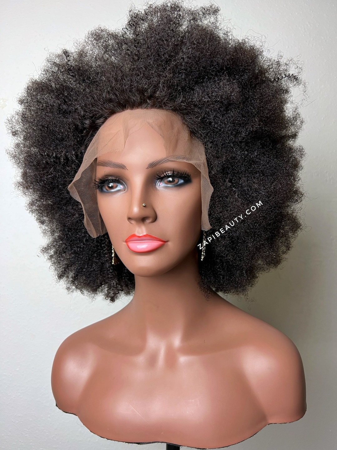 10” 4b 4c Afro Short Human Hair Lace Front Wig. 13x4 Frontal Wig - Etsy
