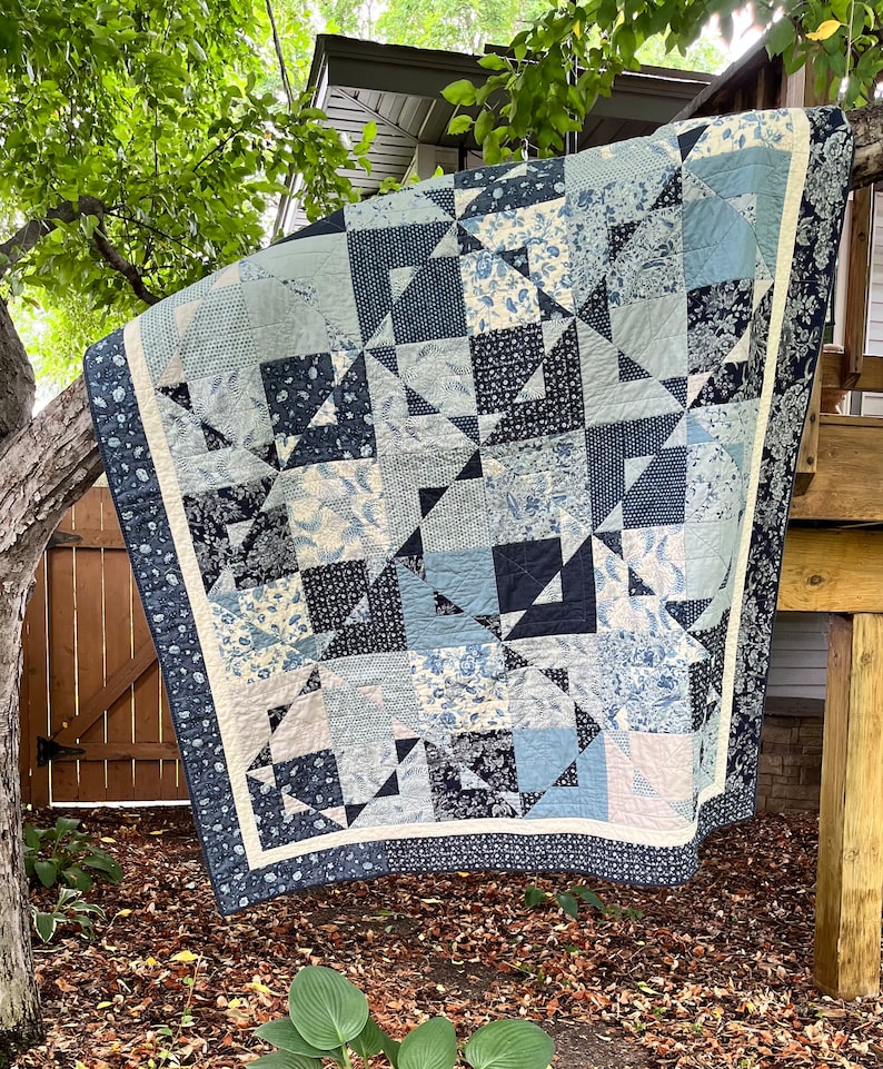 Quilt / Handmade Quilt / Homemade Quilt / French General Fabric / Blue ...