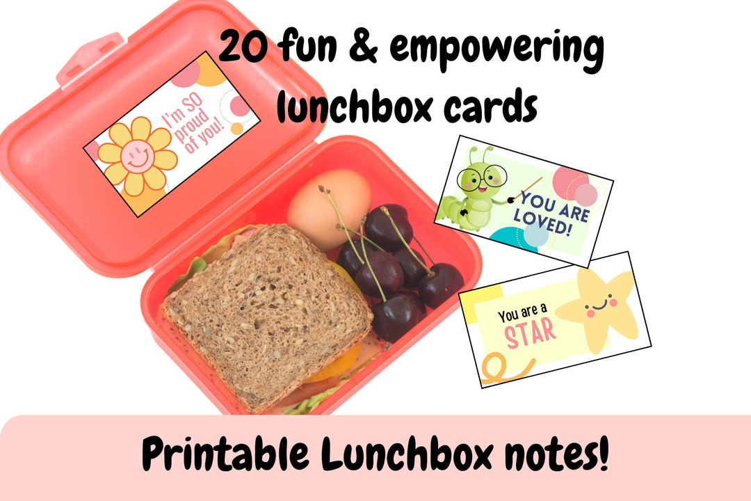 20 Lunch Box Note Cards Printable, Toddler & Kids Fun and Empowering ...