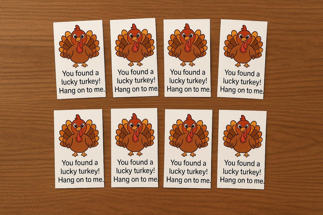 Thanksgiving Turkey Hunt Game Printable • Lucky Turkey Cards • Family ...