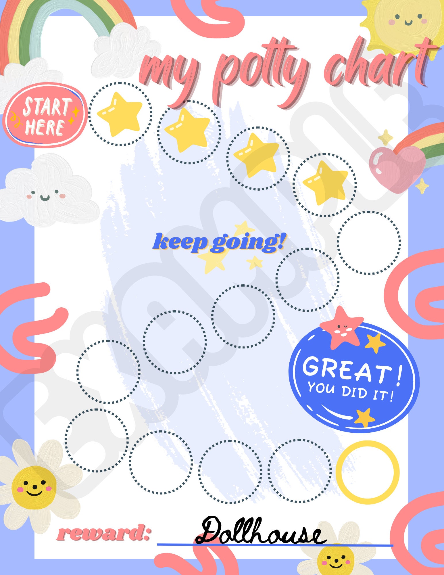 Potty Training and Reward Chart, Sticker Chart, Goal Setting, Potty ...
